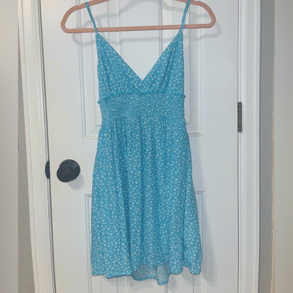 Dresses | Light Blue Flower Pattern Mini Dress | Poshmark
